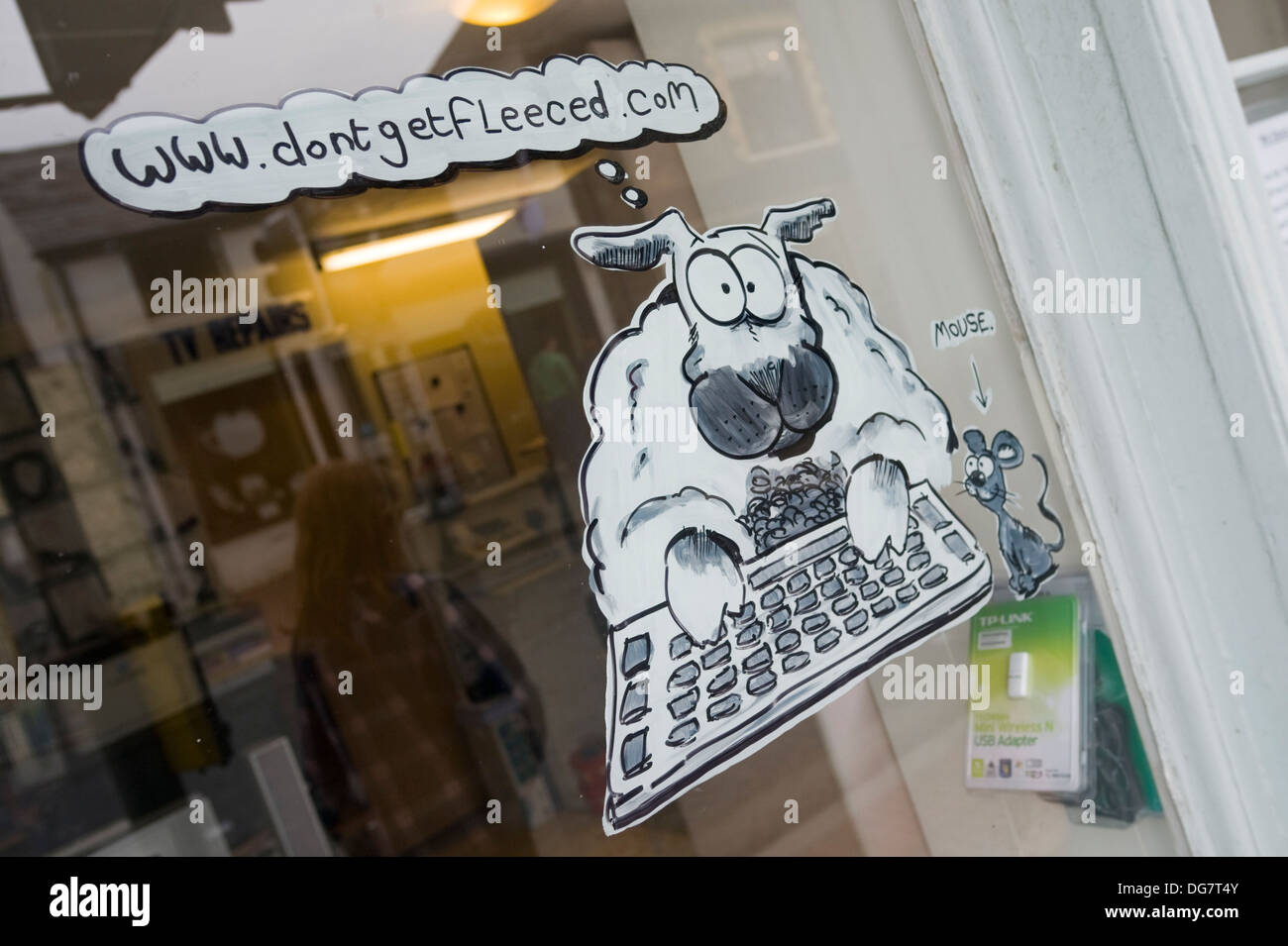 Window display in electrical shop during Llandovery Sheep Festival ...