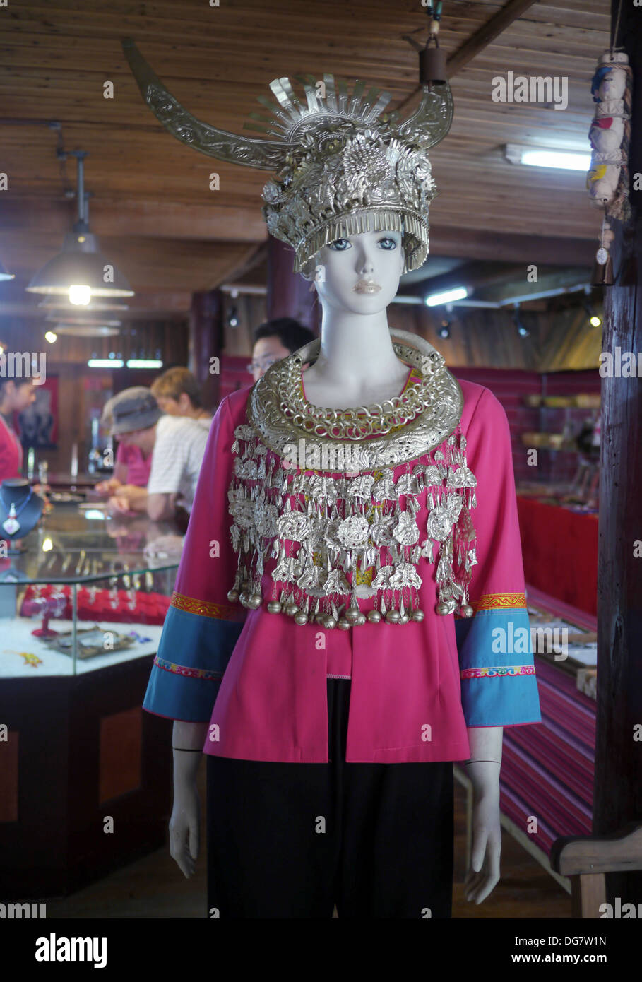 China, Guangxi Province, Guilin, manikin with traditional dress Stock ...