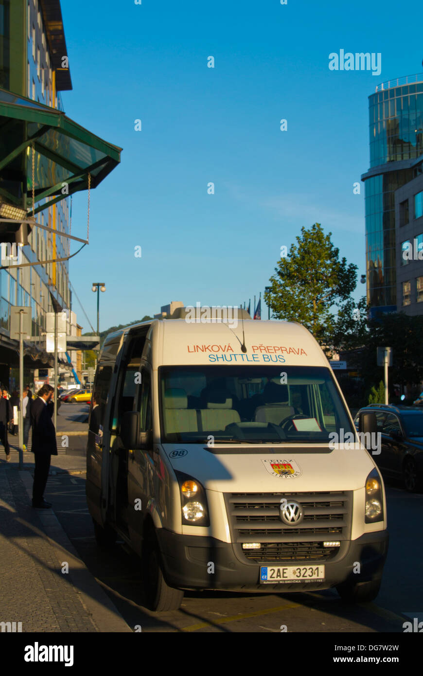 Airport shuttle bus at V Celnici street new town Prague Czech Republic ...