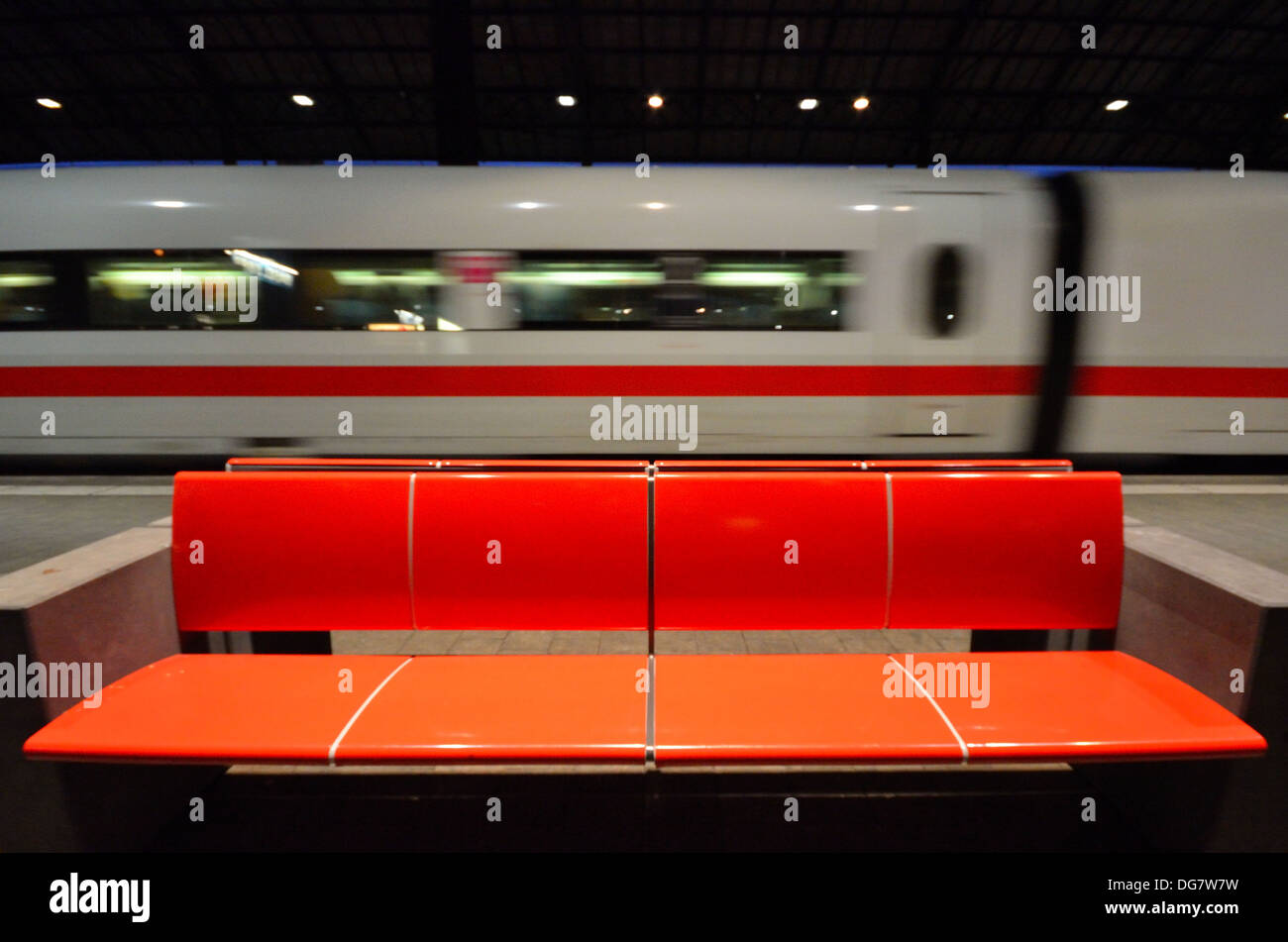A bench in the train station in Basel Stock Photo - Alamy