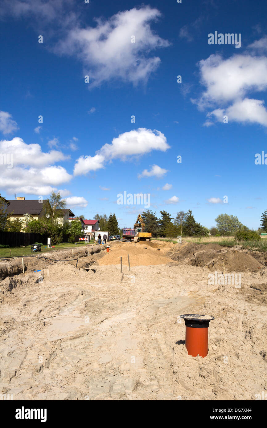 construction of a new street or reconstruction in suburb Stock Photo ...