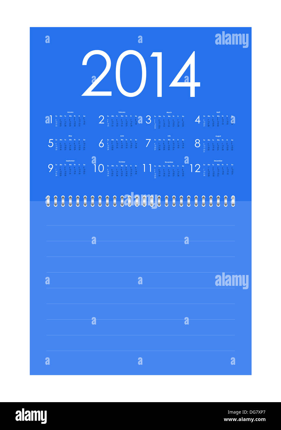 Vector calendar for 2014 with special design Stock Photo - Alamy