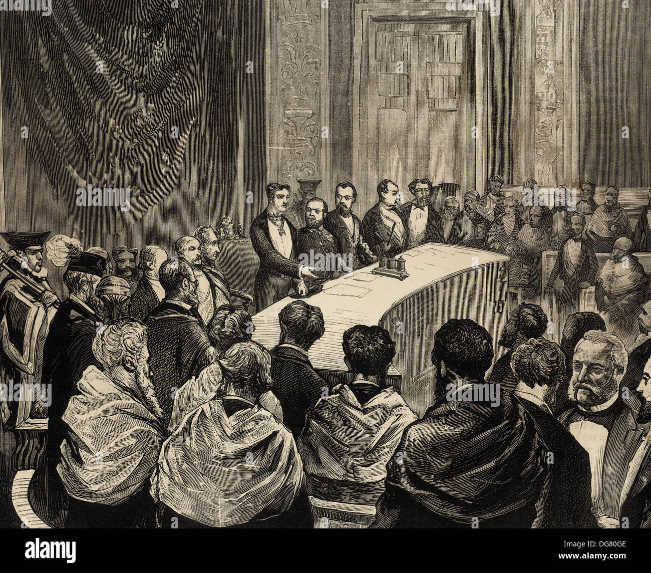 Alphonse XII (1857-1885). King of Spain. The King inaugurating the ...