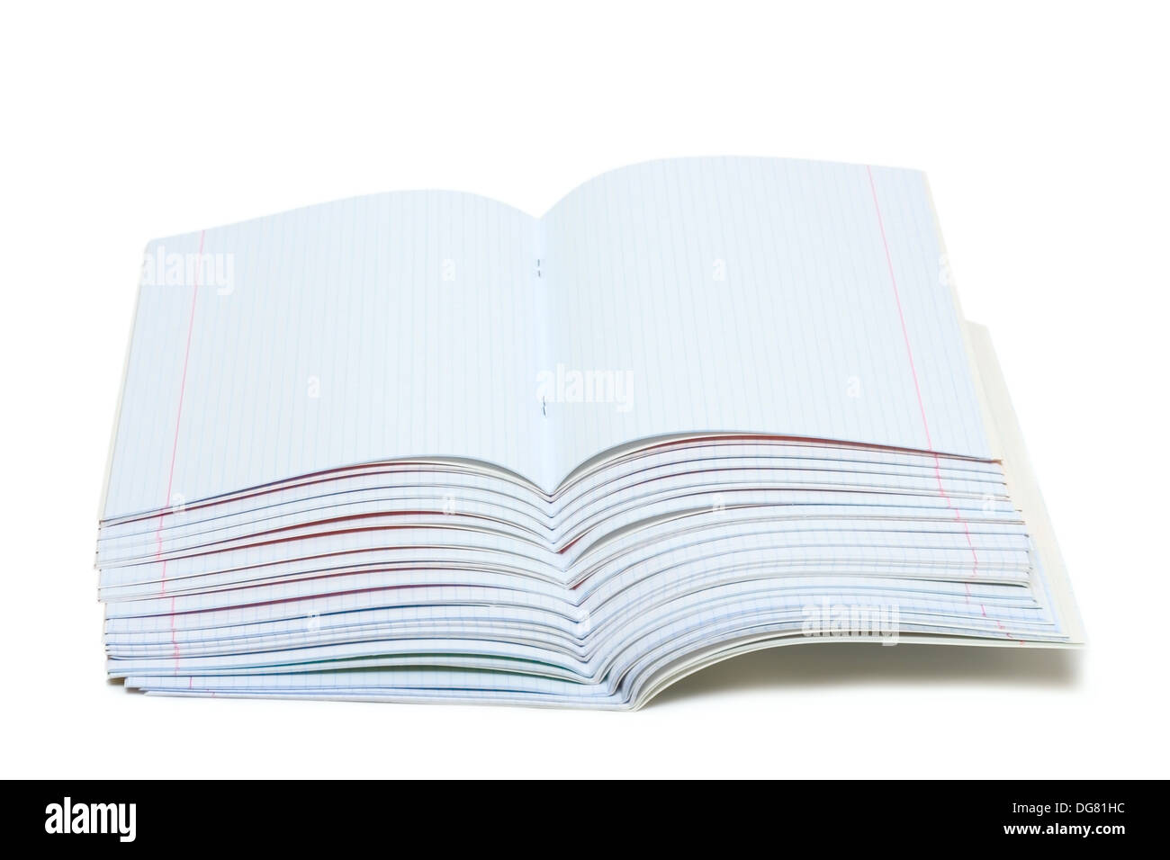 Open writing-books isolated on white Stock Photo - Alamy