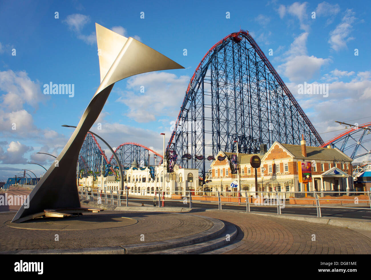 Steel Whale Tail Wind Shelter, Blackpool promenade, Lancashire, England ...