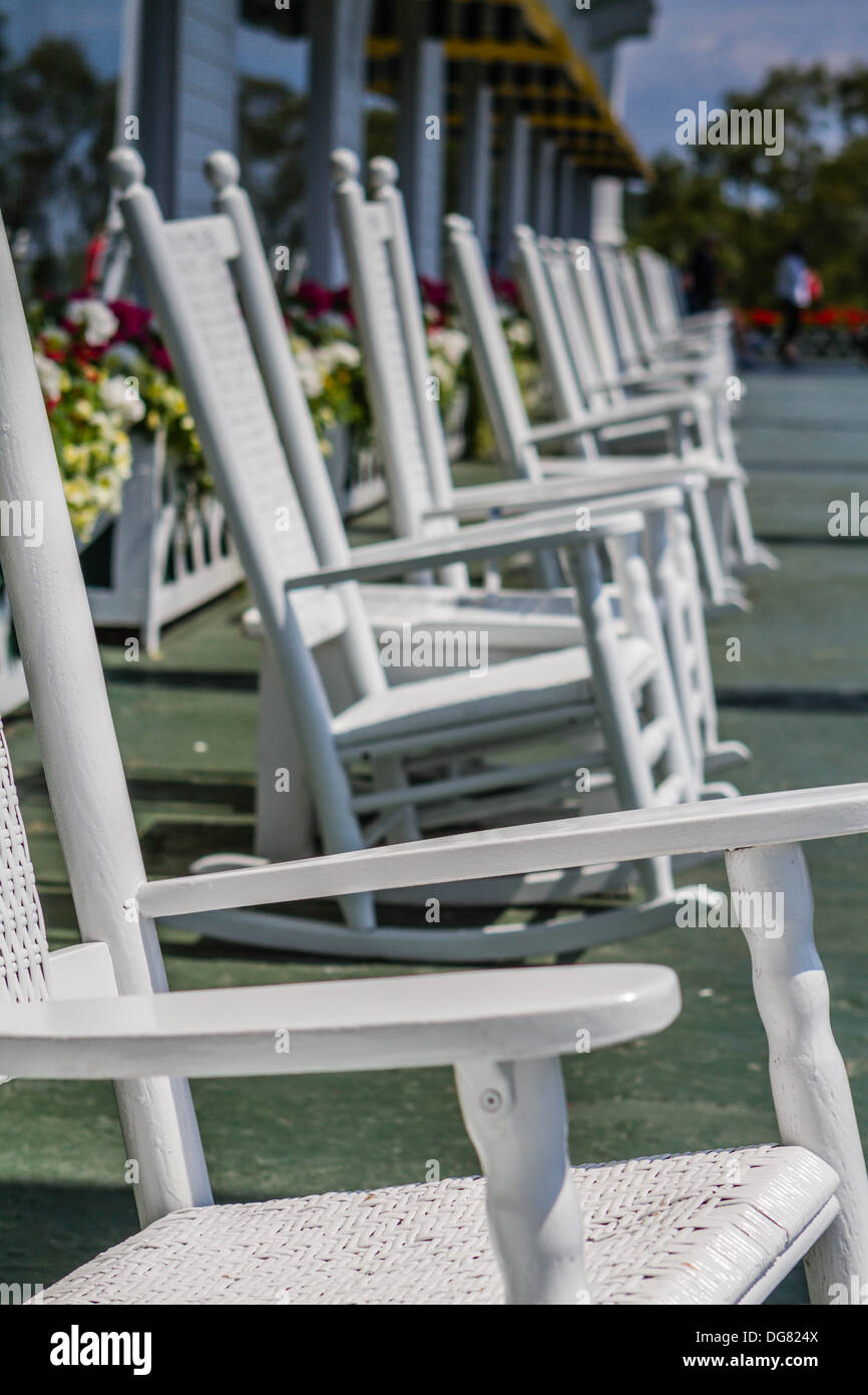White rocking chairs on the porch Stock Photo - Alamy