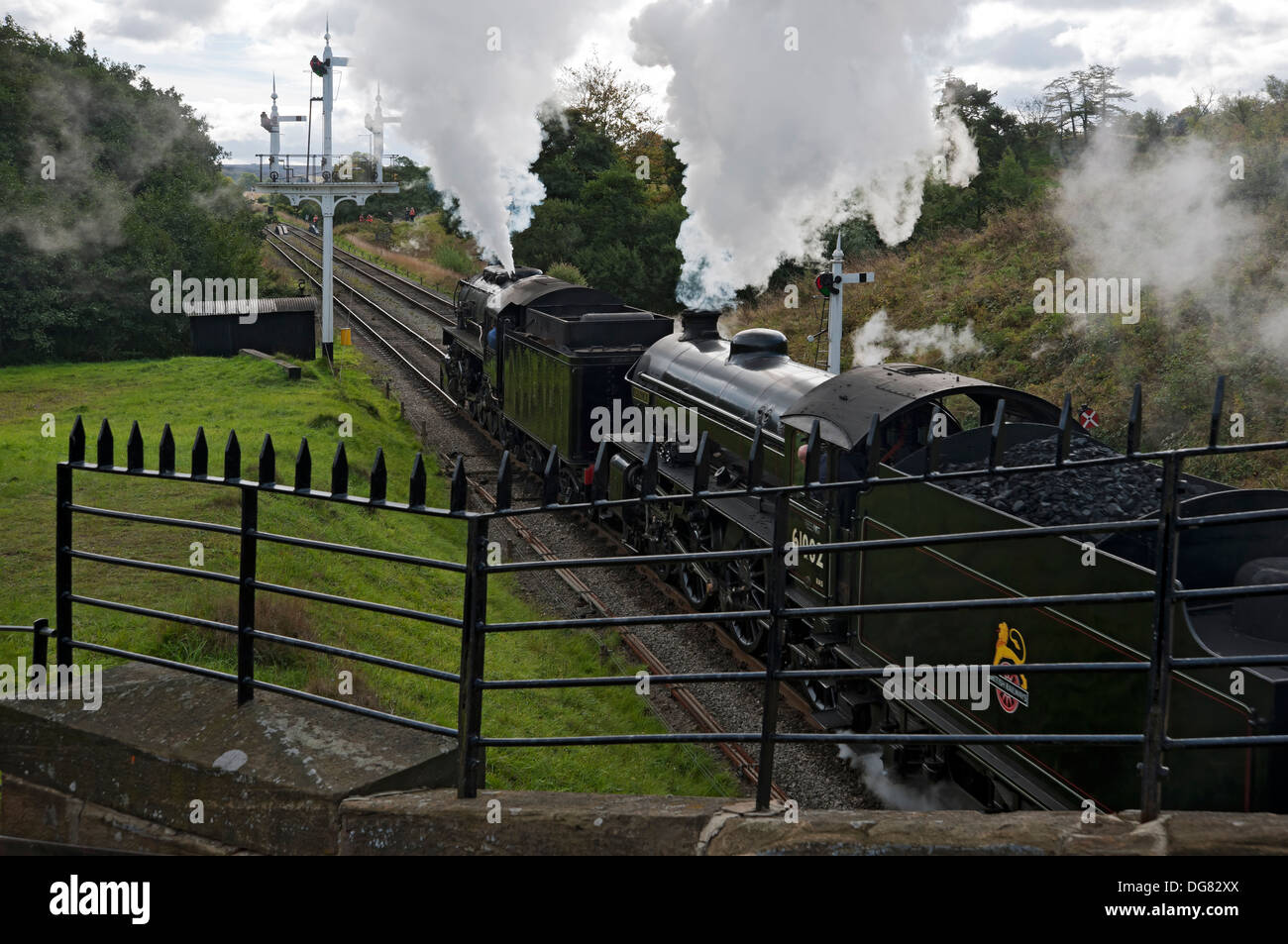 S160 6046 and 61002 Impala steam trains engines locomotives leaving ...
