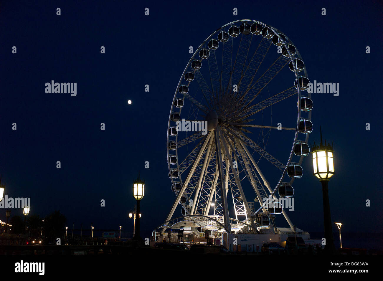 Brighton ferris wheel, evening, night, lights Stock Photo - Alamy