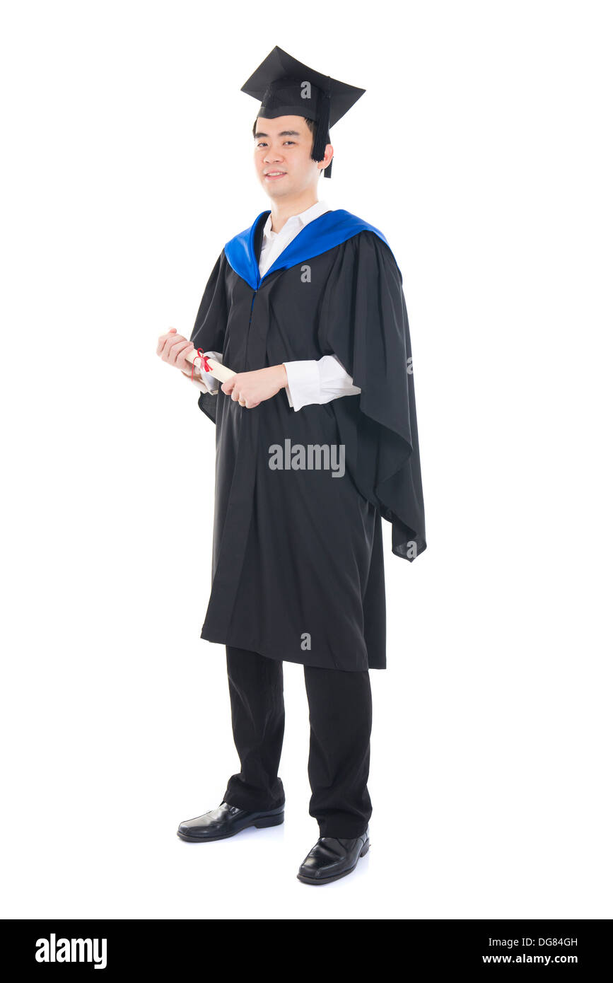 asian male graduate full length isolated with white background Stock ...