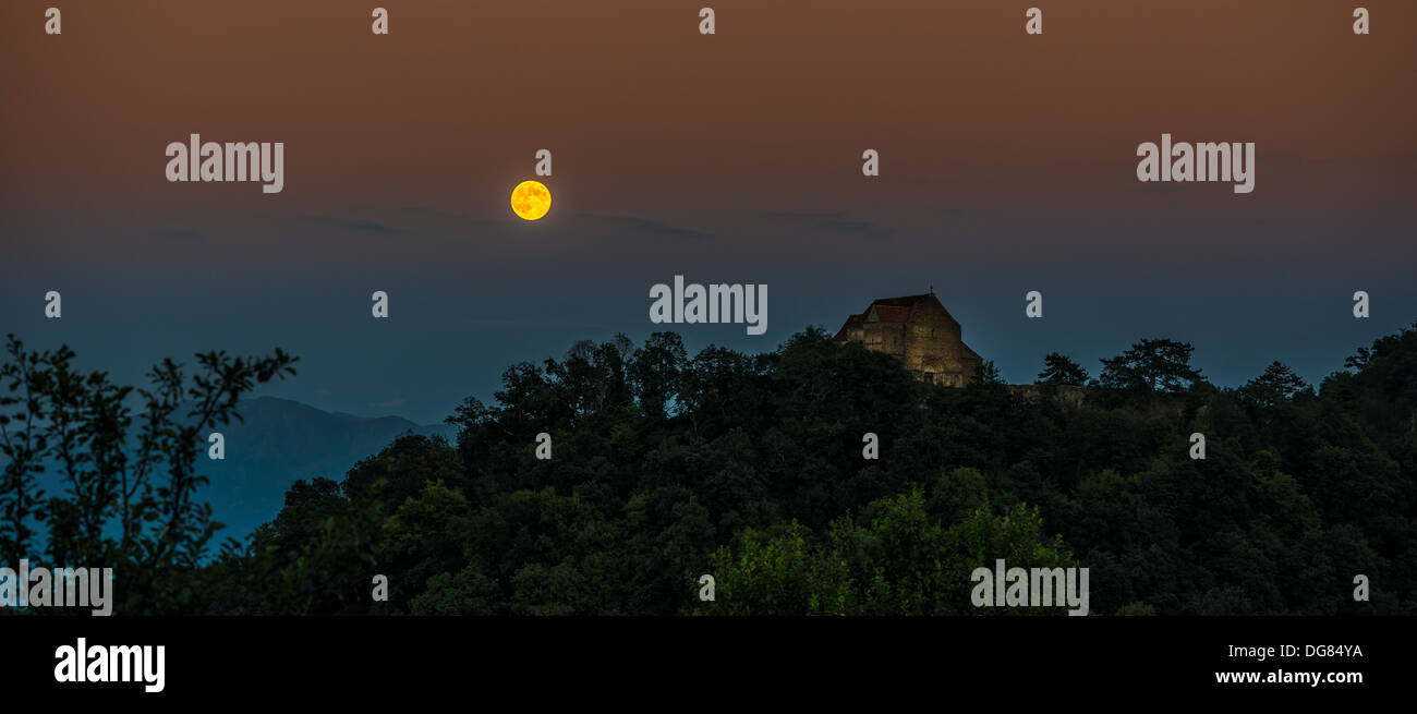 Full Moon and sunset Stock Photo - Alamy