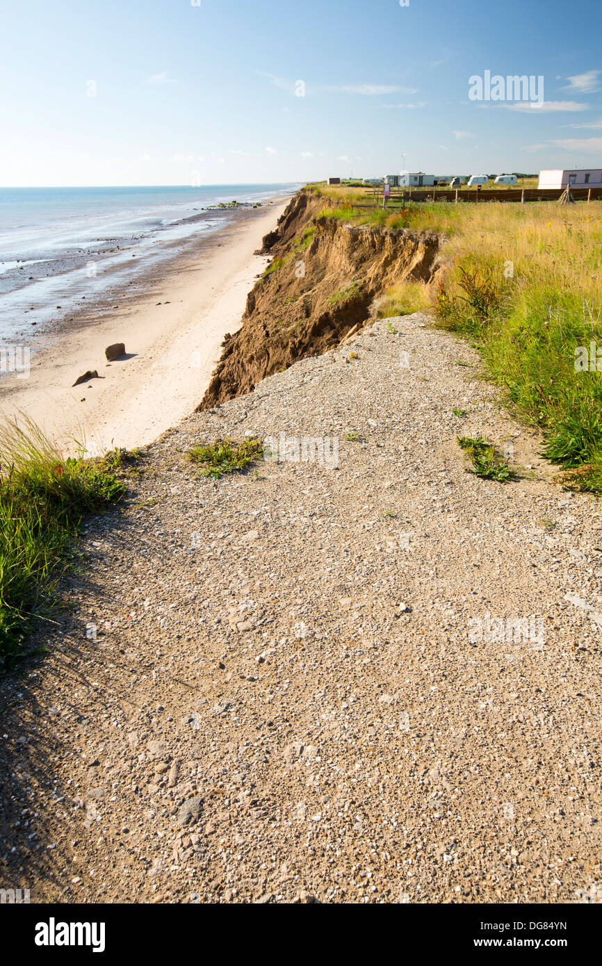 A collapsed coastal road at between Skipsea and Ulrome on Yorkshires ...