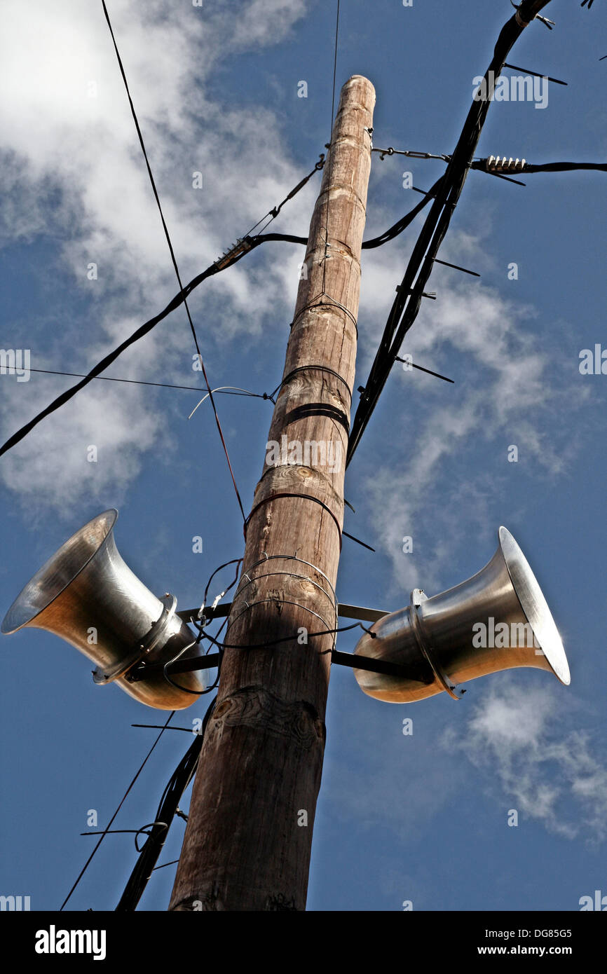 Electric pole with megaphones hi-res stock photography and images - Alamy