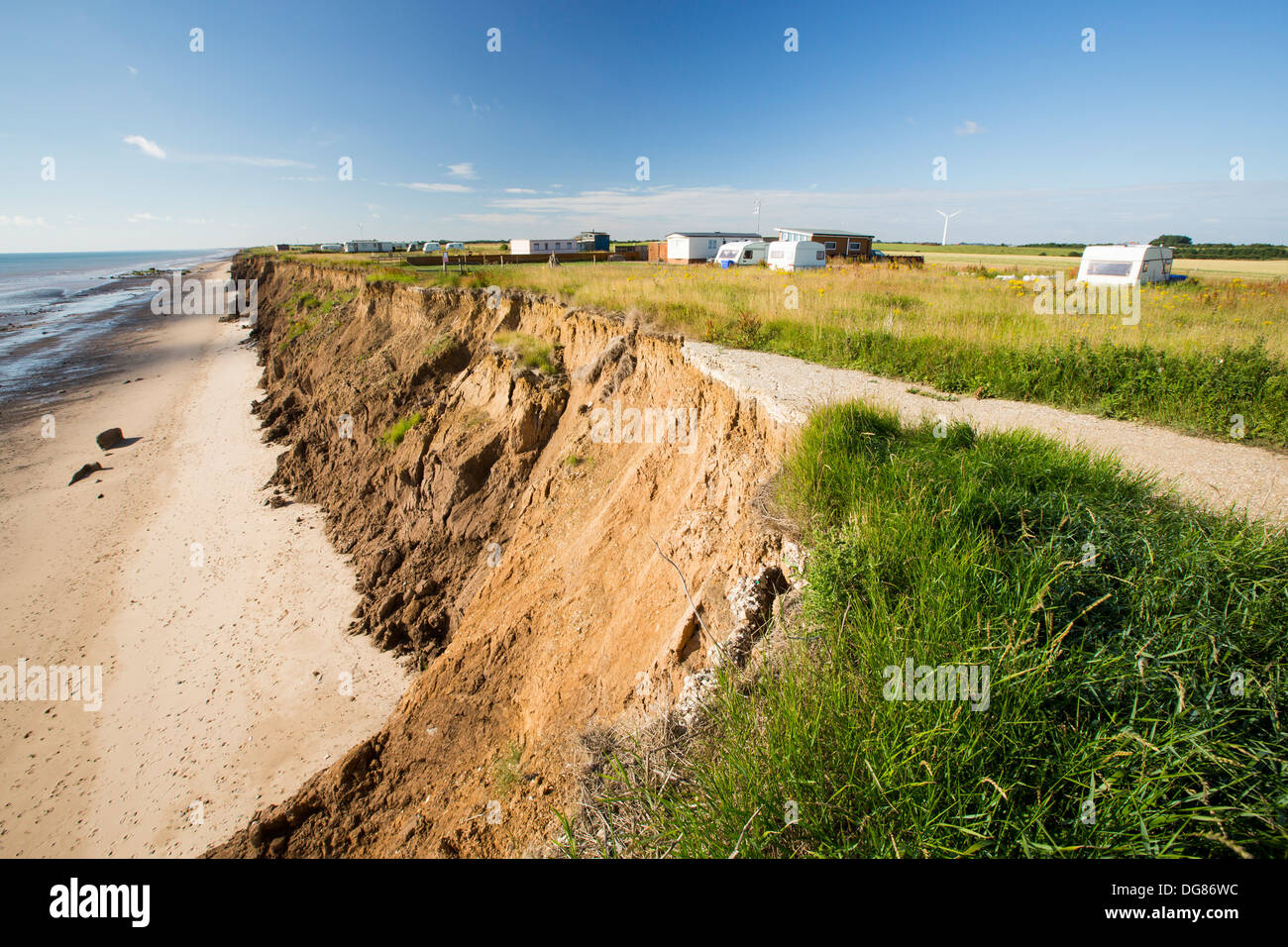 A collapsed coastal road at between Skipsea and Ulrome on Yorkshires ...