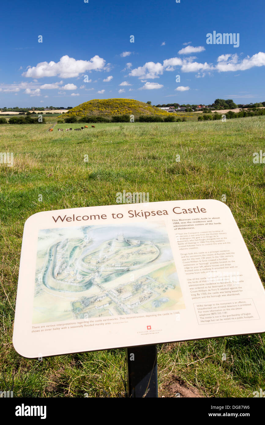 Skipsea Castle, seat of the Lords of Holderness, in Skipsea, Yorkshire ...