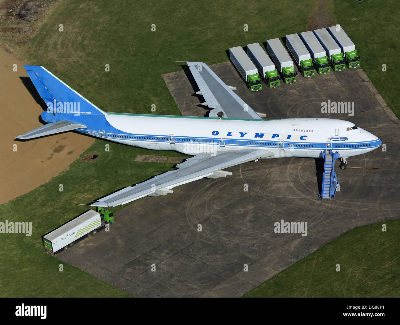 The former Olympic Boeing 747 at Bruntingthorpe airfield in ...