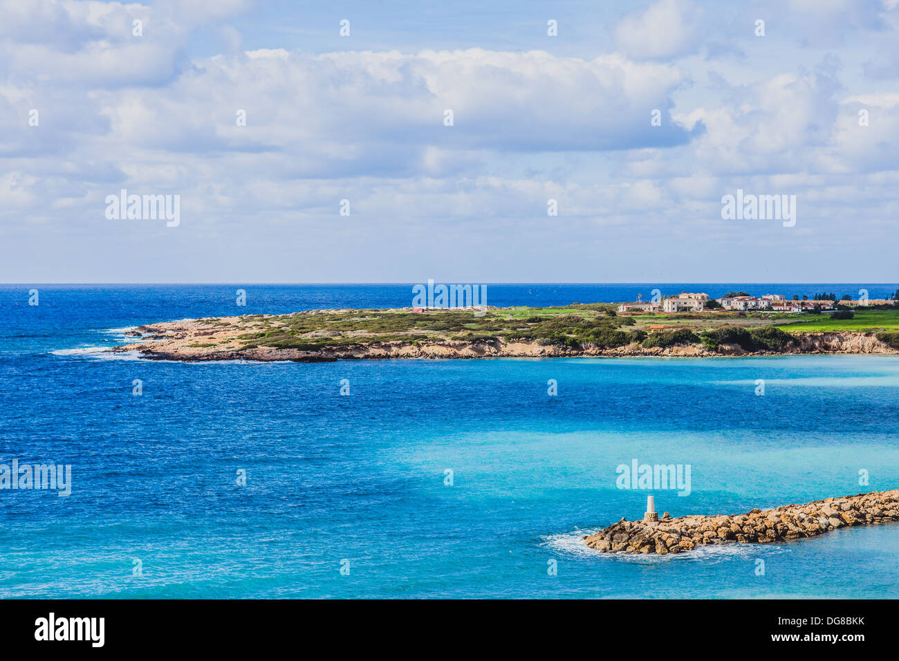 Blue sky and sea, Cyprus, including harbor Stock Photo - Alamy