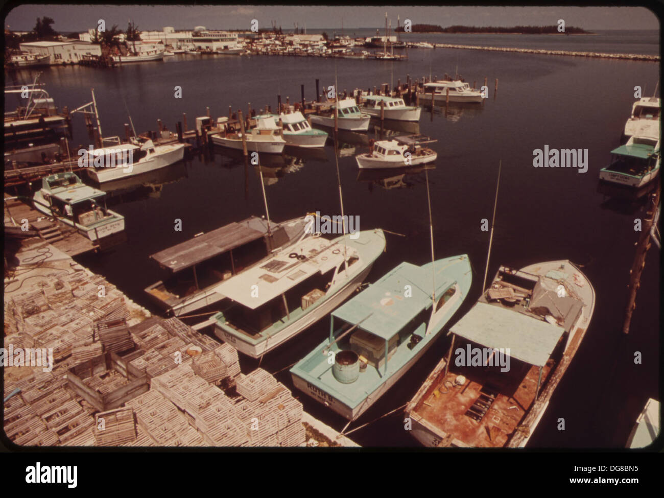 This photograph shows the downtown boat docks, likely located in an ...