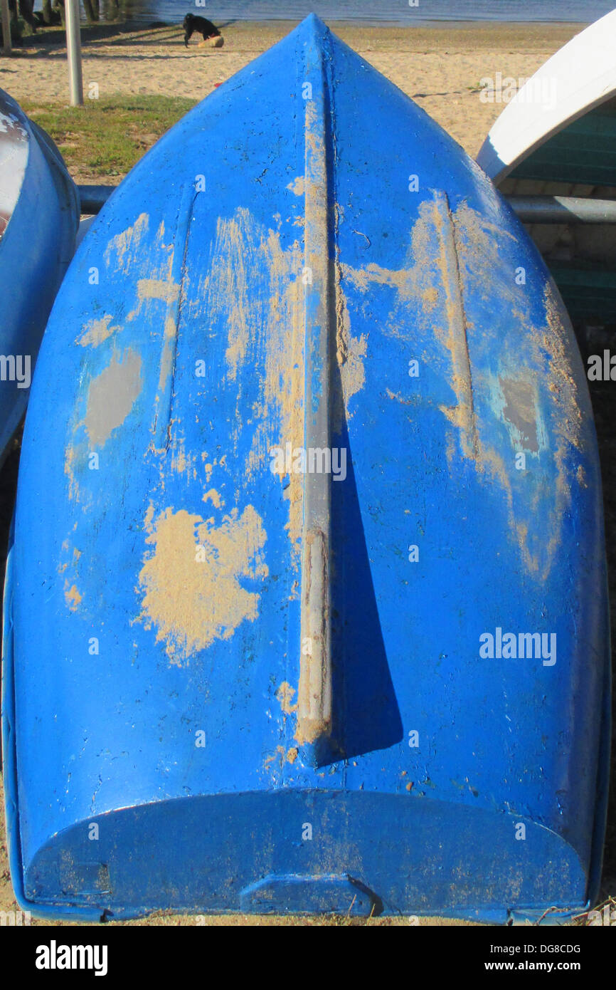 Blue Boat Hull Stock Photo - Alamy