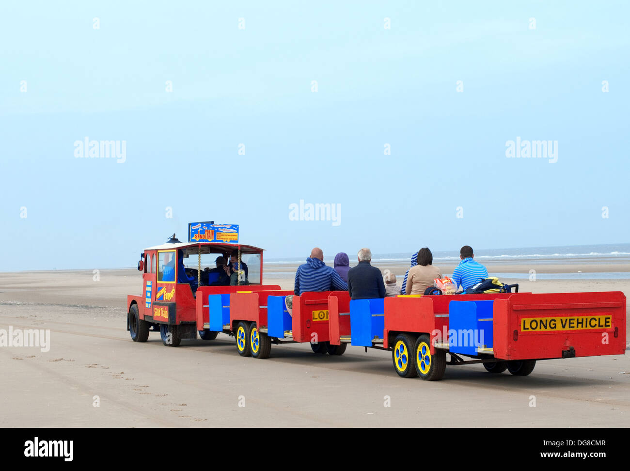 Landscape image of the Sand Train on Mablethorpe Sands Stock Photo - Alamy