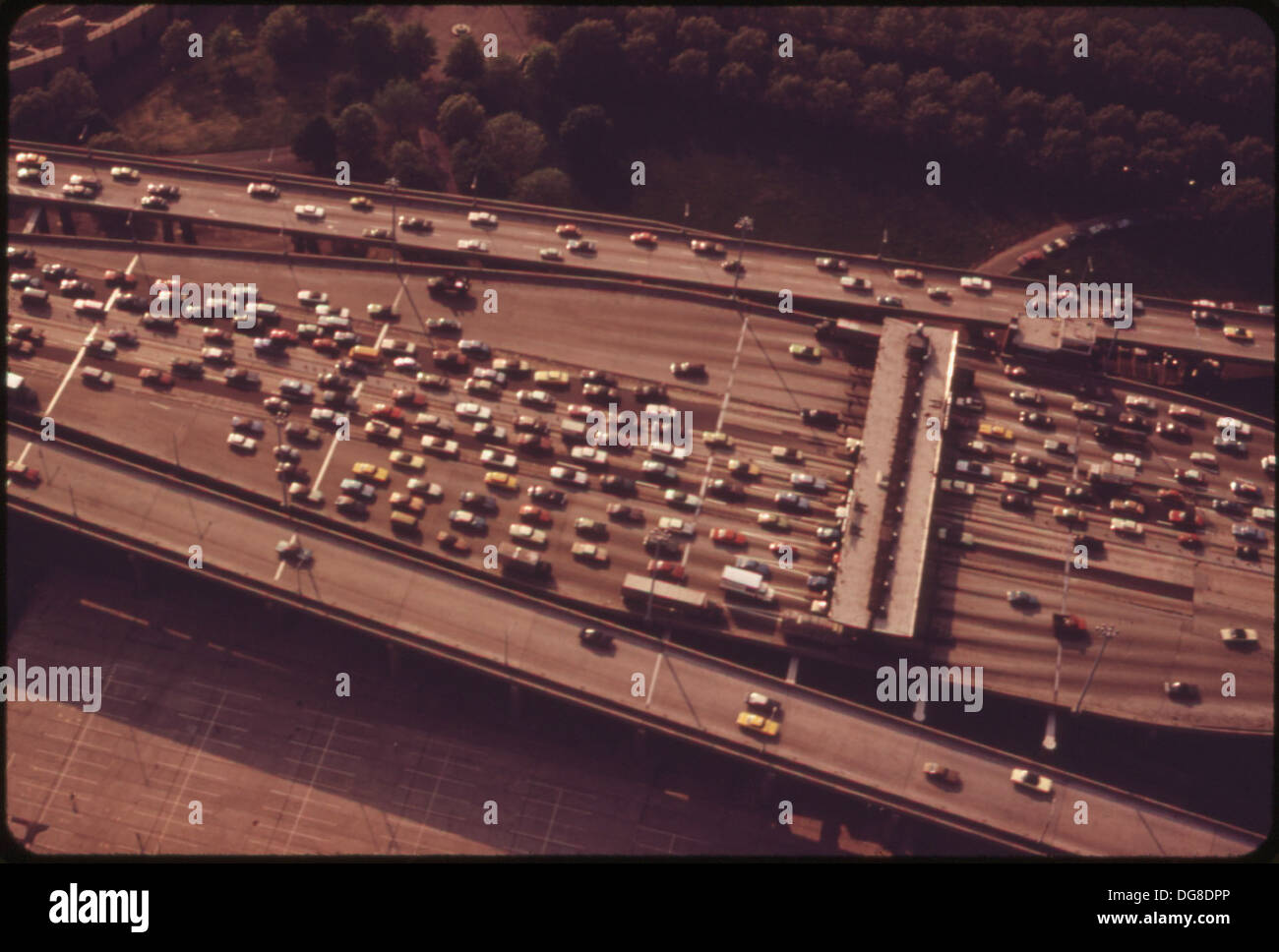 This photograph shows the entrance to the Tappan Zee Bridge, which ...