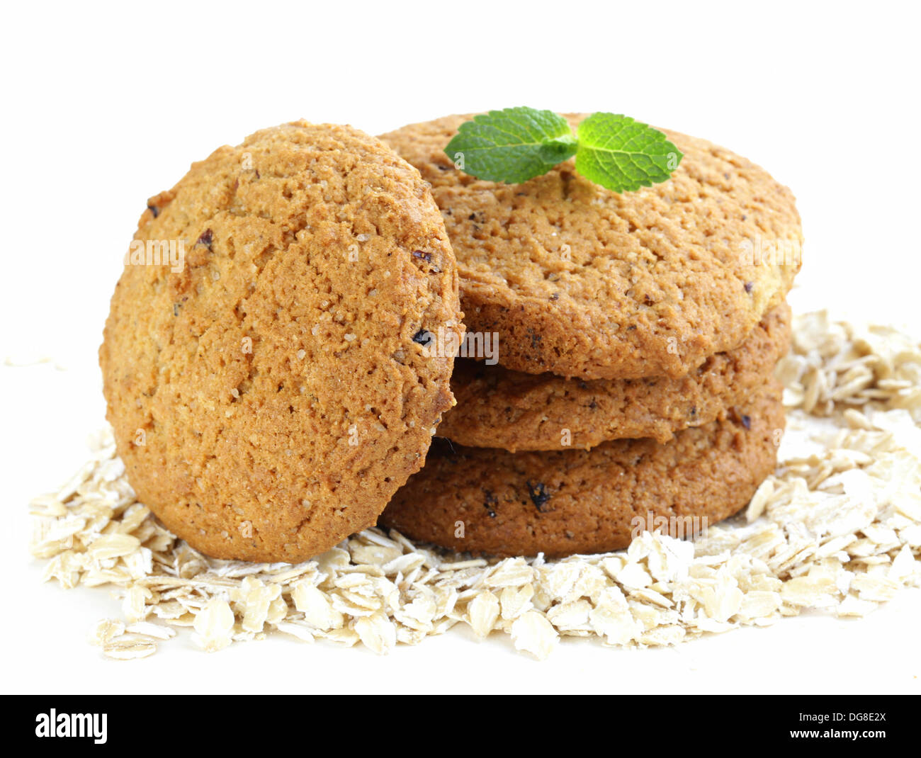 pile of round oatmeal cookies with dry oatmeal Stock Photo - Alamy
