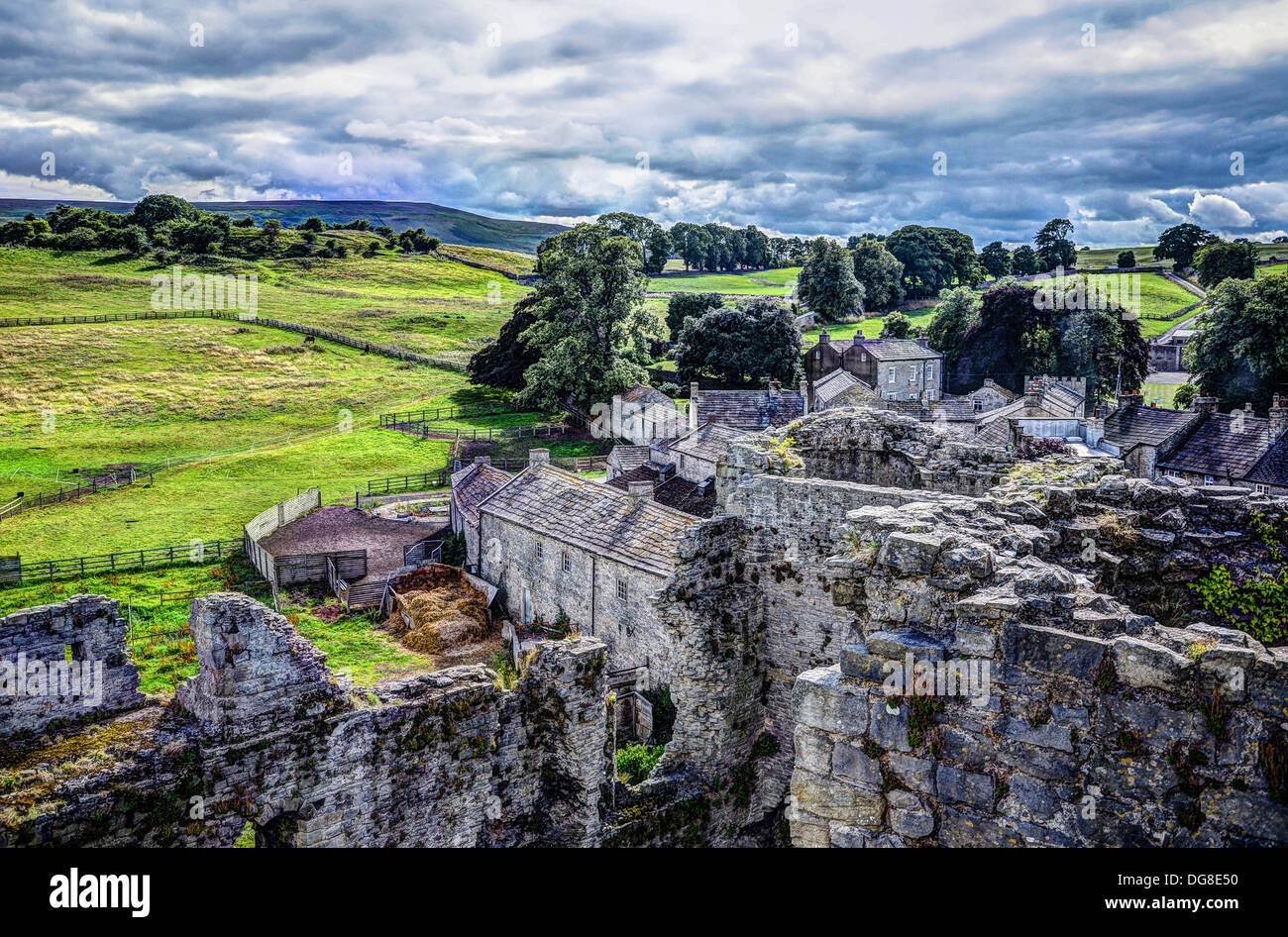 View from Middleham Castle Stock Photo - Alamy
