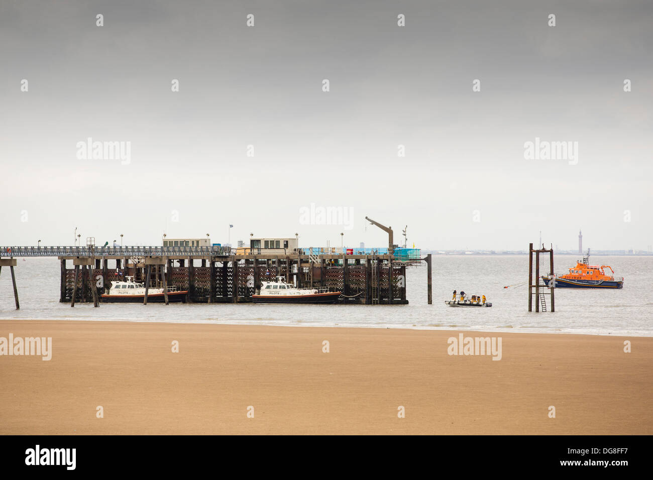 The life boat at the end of Spurn Point, which is a long sea spit on ...