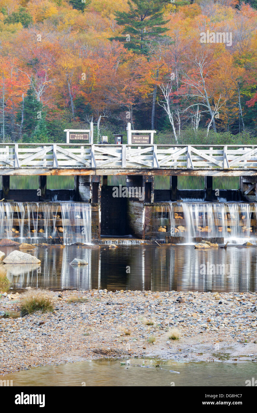 Reflection of dam along the Saco River at the Willey House Historical ...