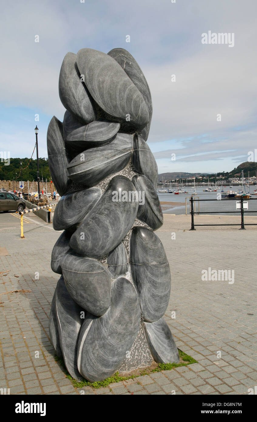 Mussel fishing sculpture Conwy Conwy Wales UK Stock Photo - Alamy