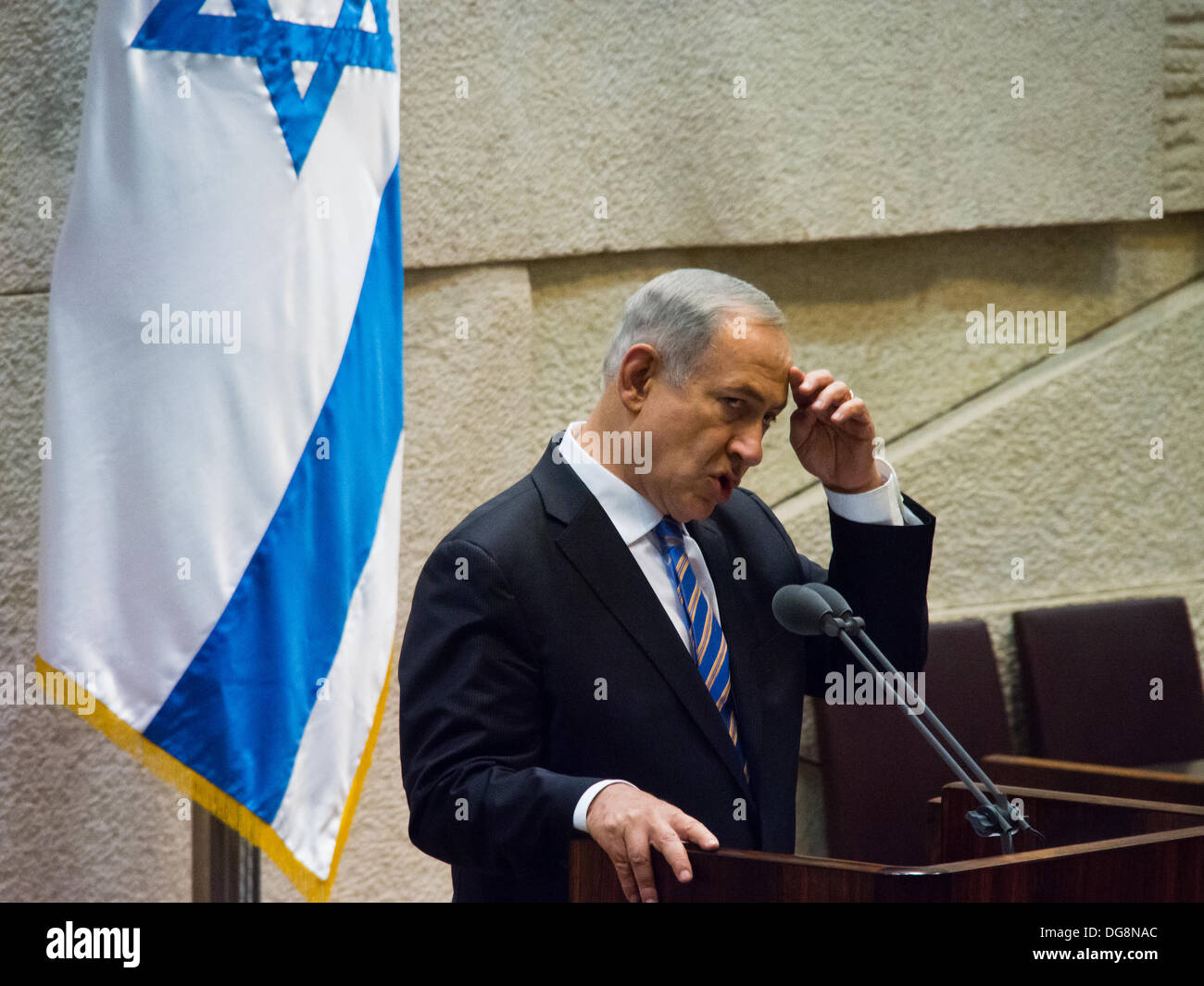 Jerusalem, Israel. 16th October 2013. Prime Minister BENJAMIN NETANYAHU ...