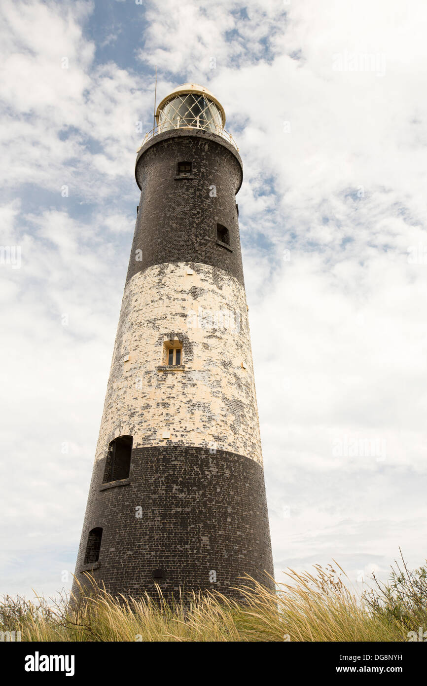 The lighthouse on Spurn Point, which is a long sea spit on Yorkshire's ...