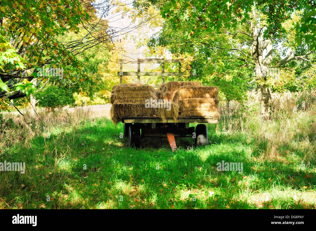 Autumn Hay Wagon Stock Photo - Alamy