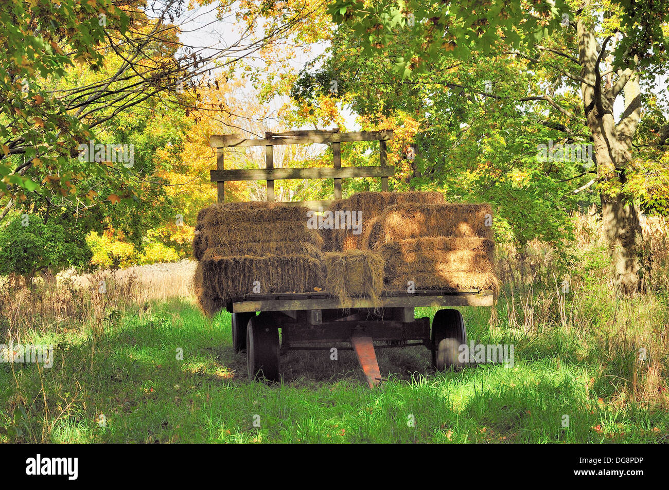 Autumn Hay Wagon Stock Photo - Alamy