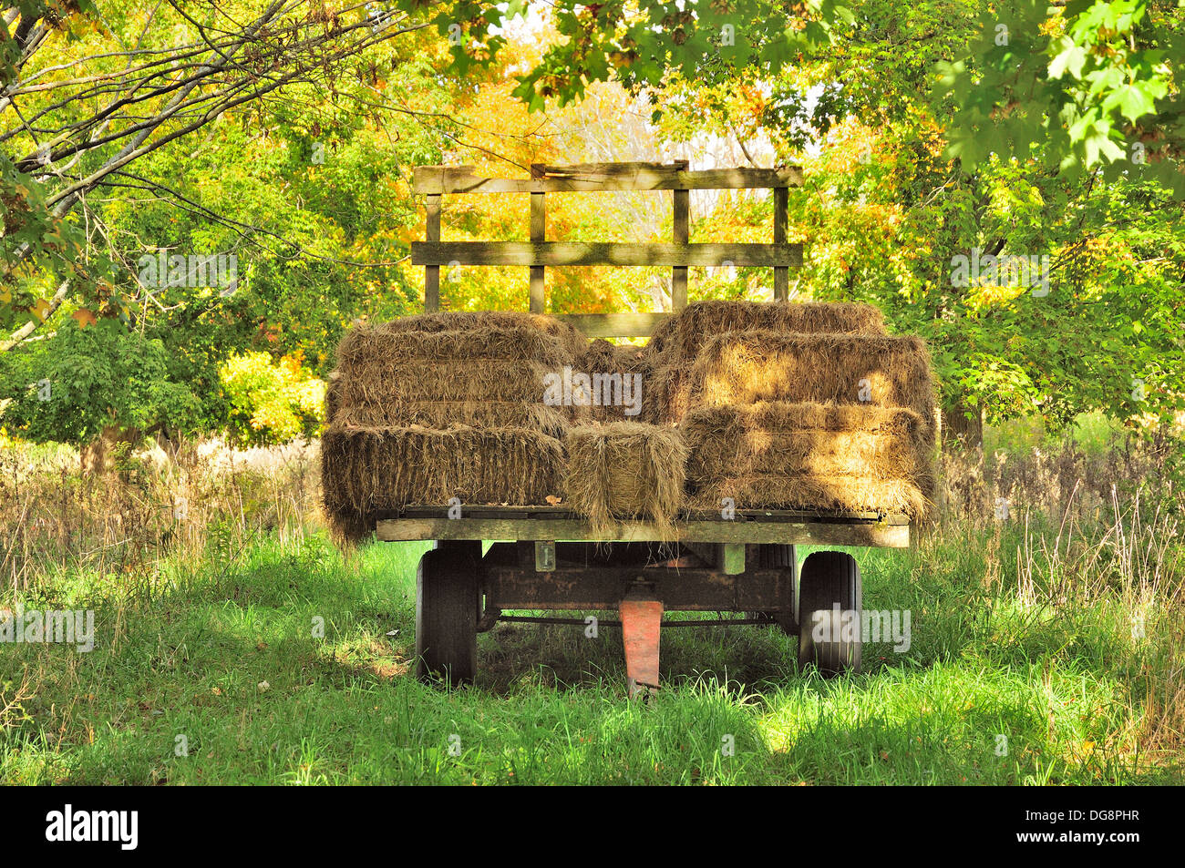 Autumn Hay Wagon Stock Photo - Alamy