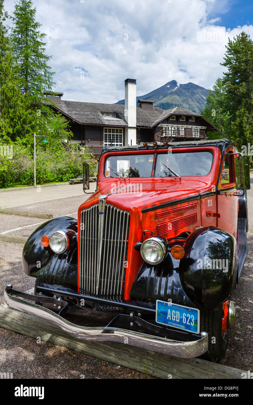 Red bus tours glacier national hi-res stock photography and images - Alamy