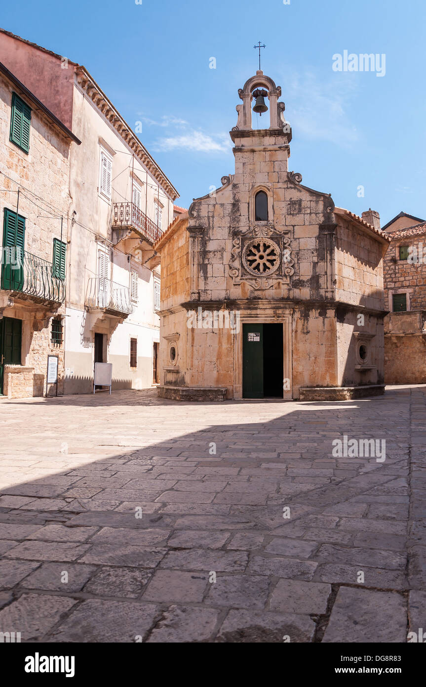 Jelsa, Island Hvar – Church and square of St. John Stock Photo - Alamy