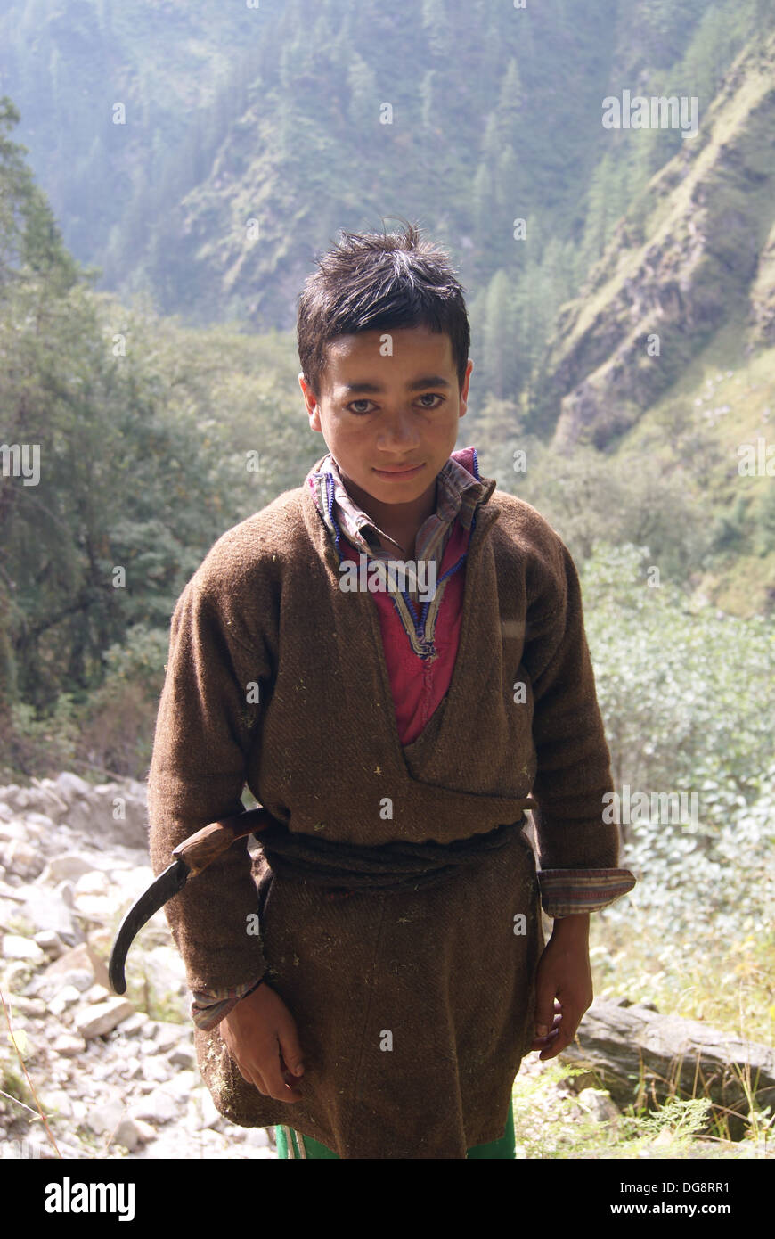 Young boy on the Har Ki Doon Trail, Uttarakhand, India Stock Photo - Alamy