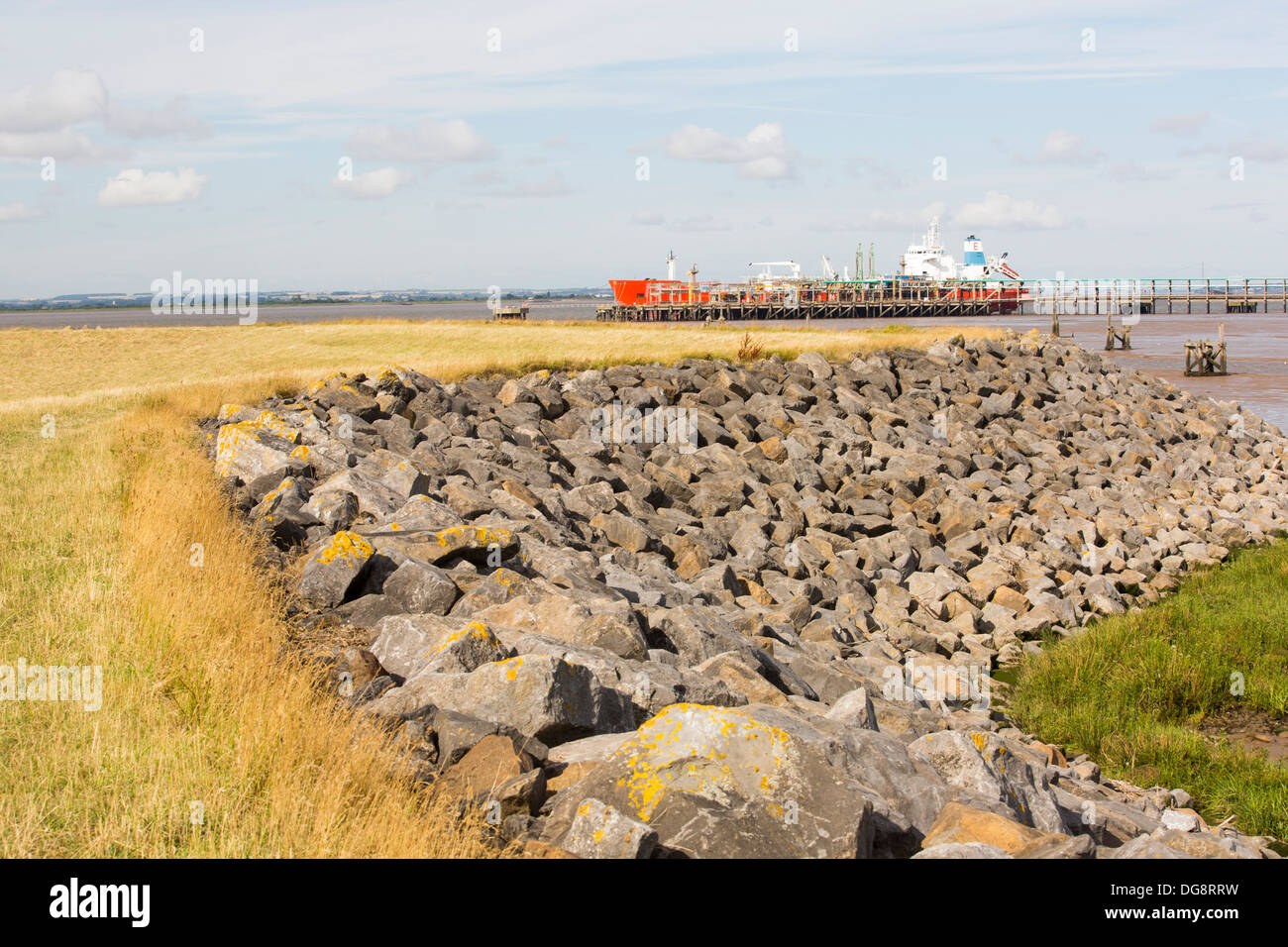 Coastal defences at Salt End on the Humber Estuary, below Hull Stock ...