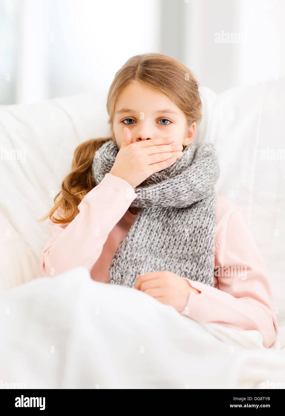 ill girl with flu at home Stock Photo - Alamy
