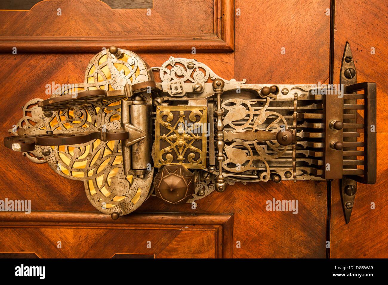 Amcient door lock in ancient library, Italy Stock Photo - Alamy