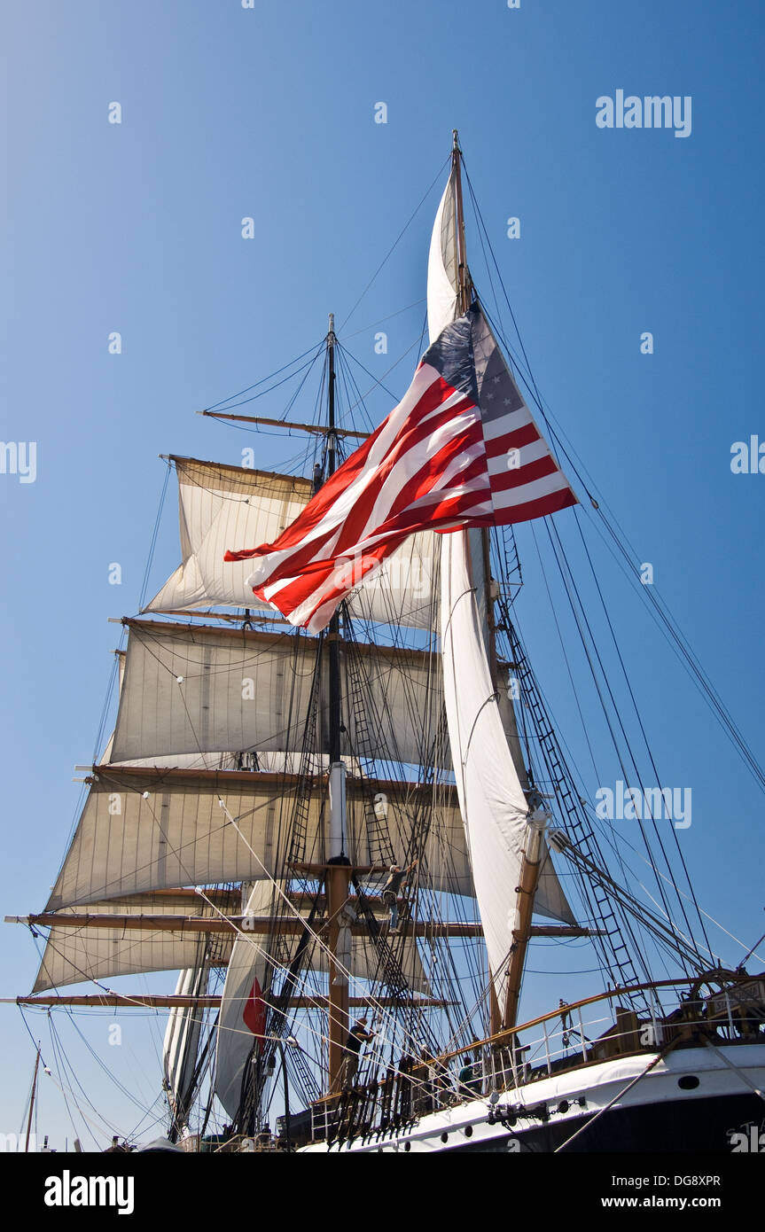 Sails on a Tall Ship Stock Photo - Alamy