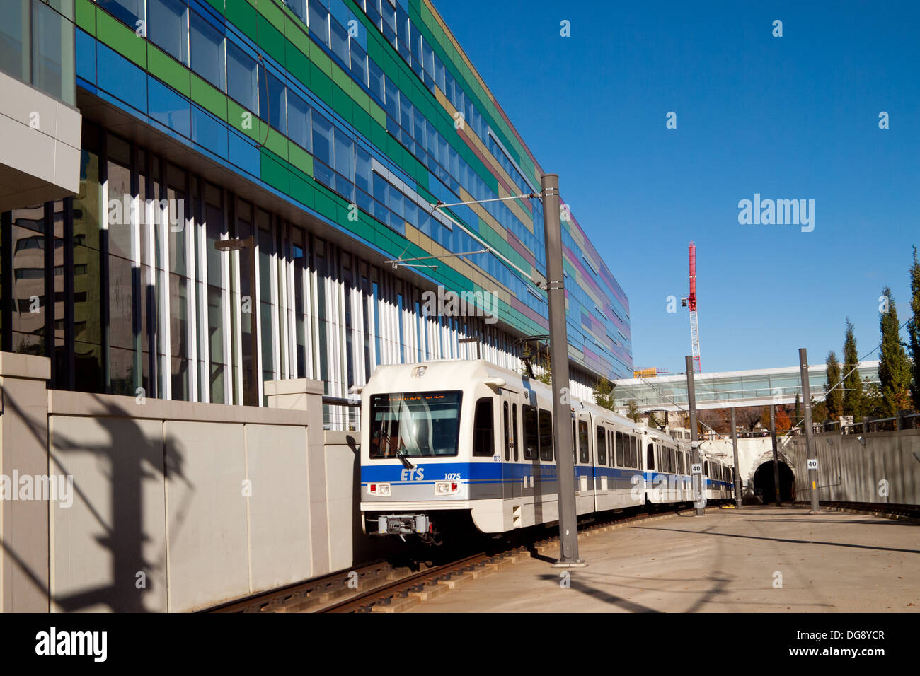 An Edmonton LRT train pulls into Health Sciences Station in front of ...
