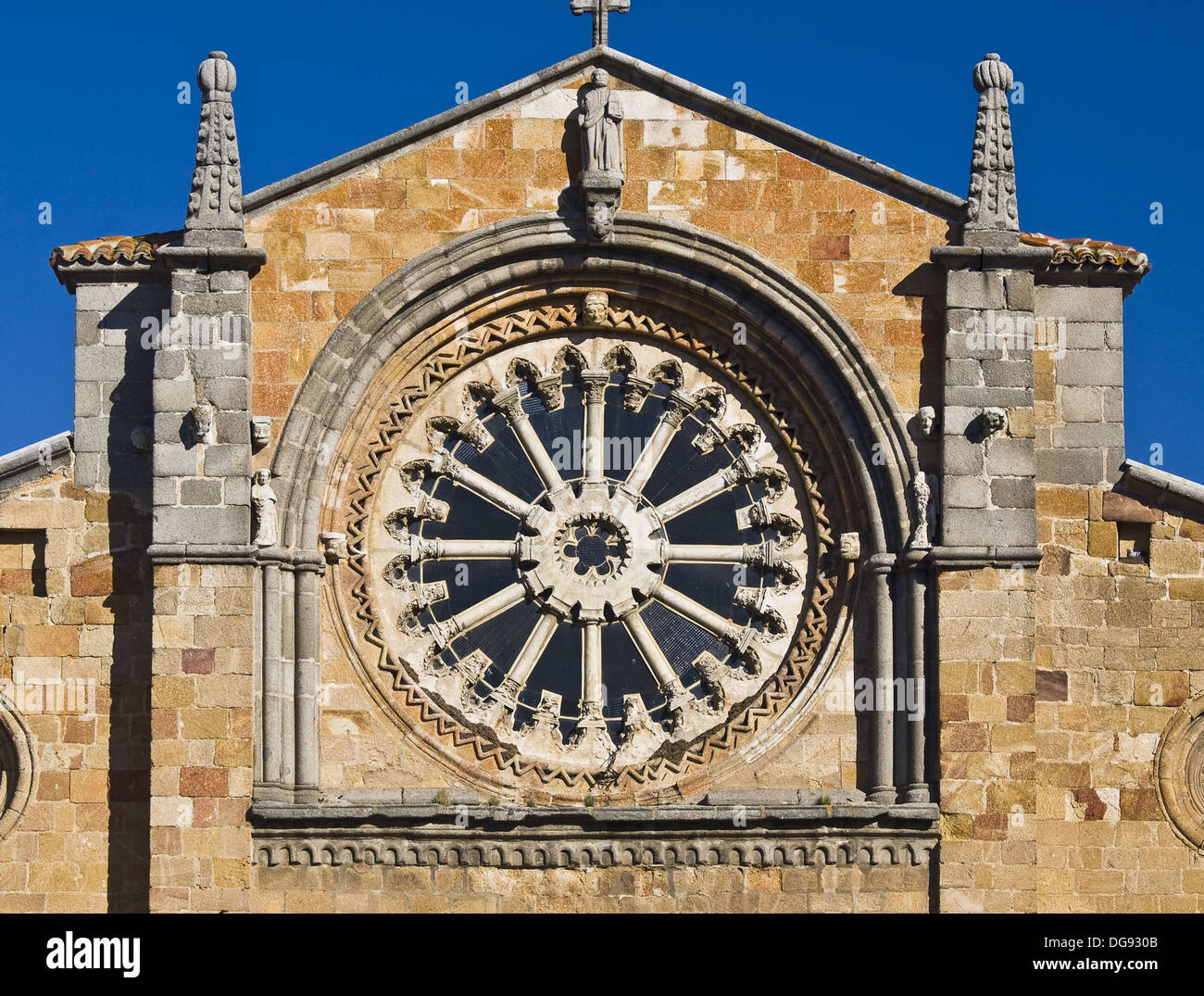 Rose window of the Romanesque church of San Pedro, Avila. Castilla-Leon ...