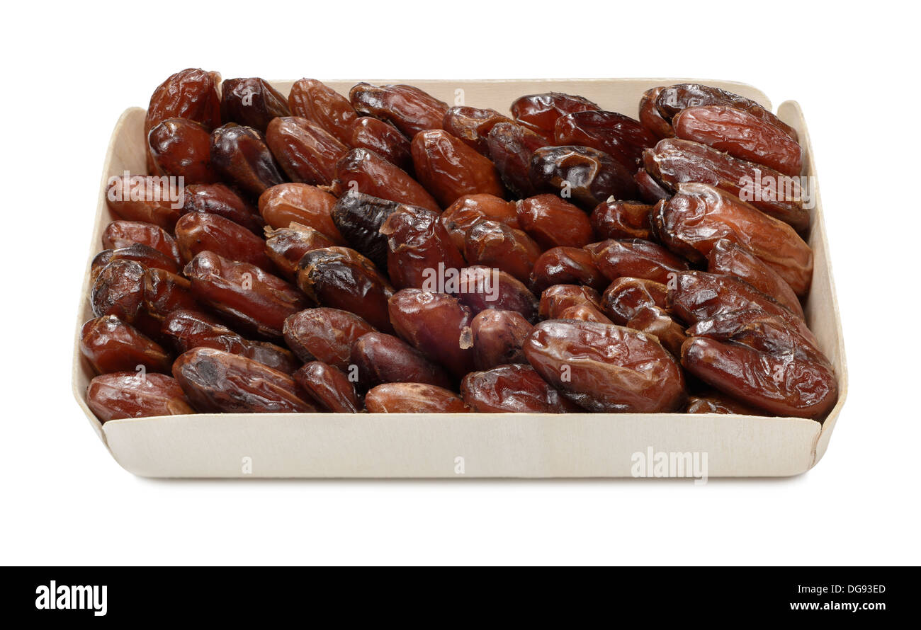 Dried dates in wooden crate Stock Photo - Alamy