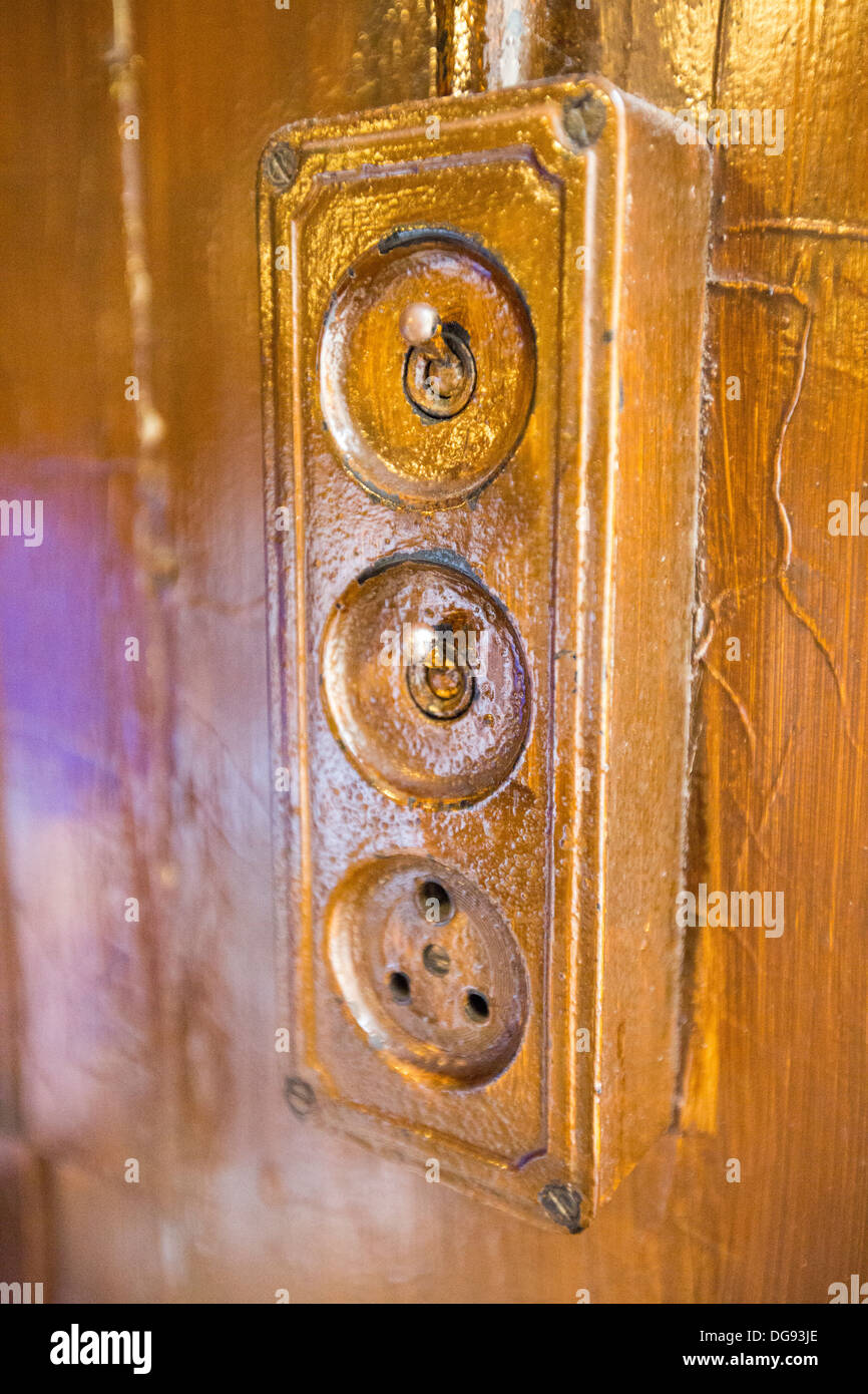 An old light switch at Cragside, Rothbury, Northumberland Stock Photo ...