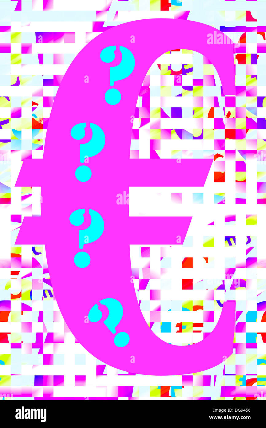 caption: pink euro sign with question marks Stock Photo - Alamy