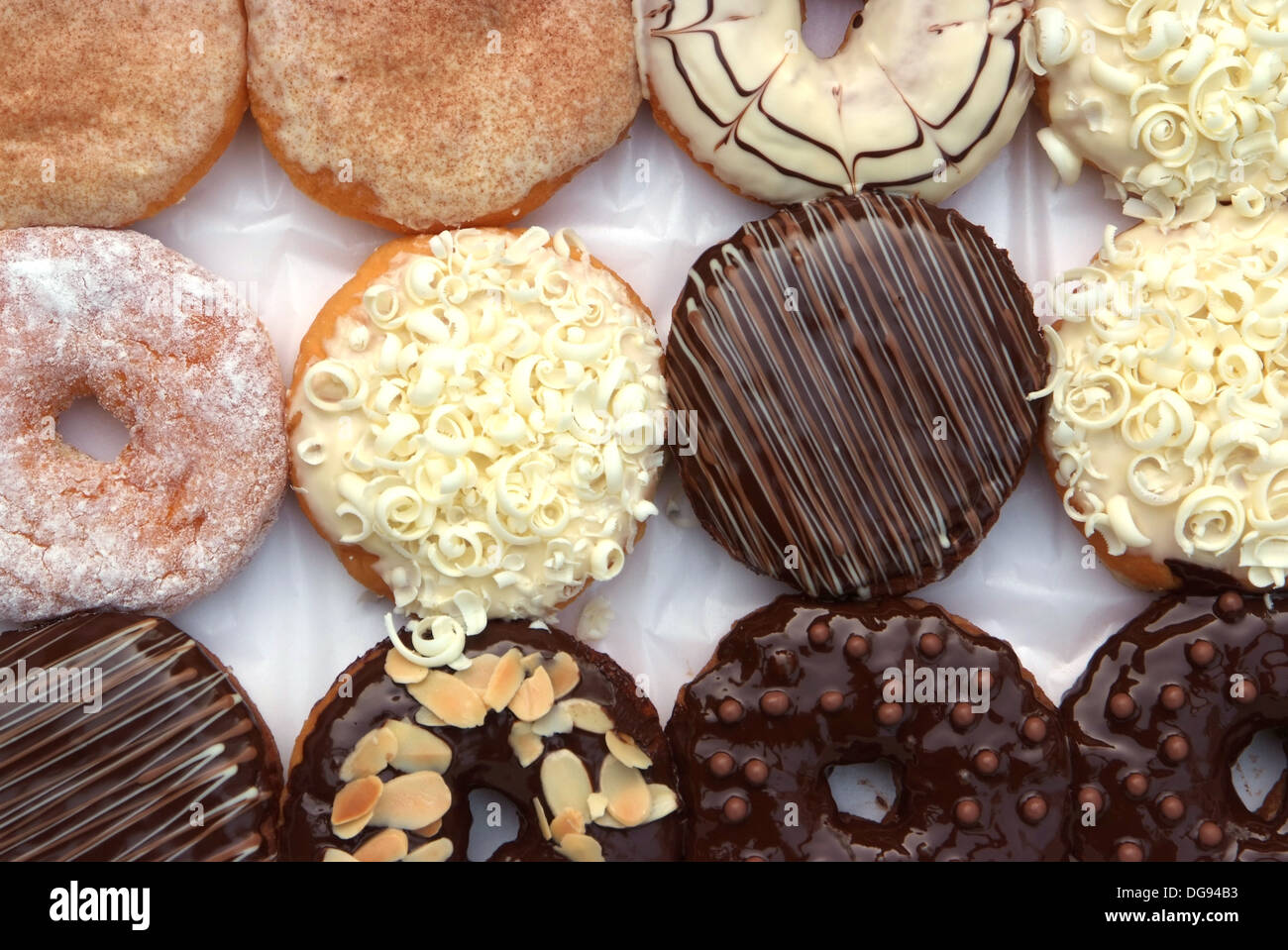 set of donuts in box close up Stock Photo - Alamy
