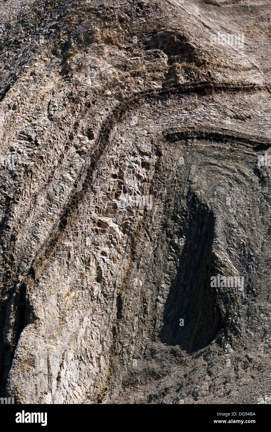 Close-up of Mo-Clay formation at Knudeklinterne. Island of Fur, Denmark ...
