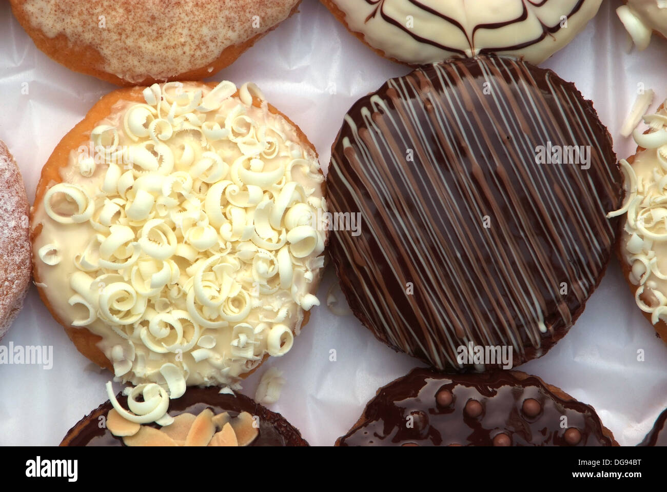 set of donuts in box close up Stock Photo - Alamy