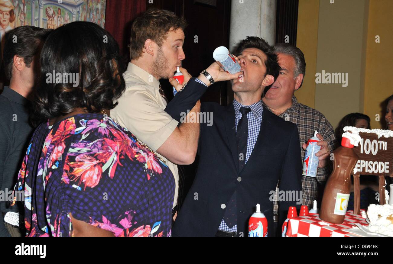 Studio City, CA, . 16th Oct, 2013. Chris Pratt, Adam Scott at arrivals ...